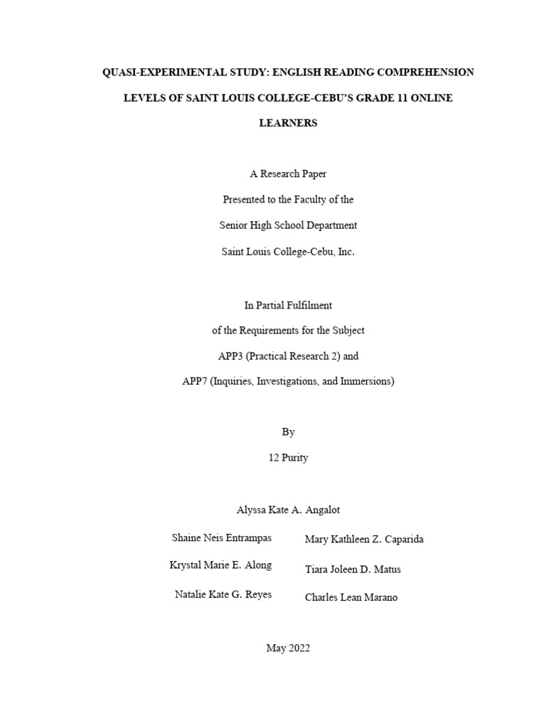 FORMAT Research Proposal Chapter 1 3 | PDF | Reading Comprehension ...