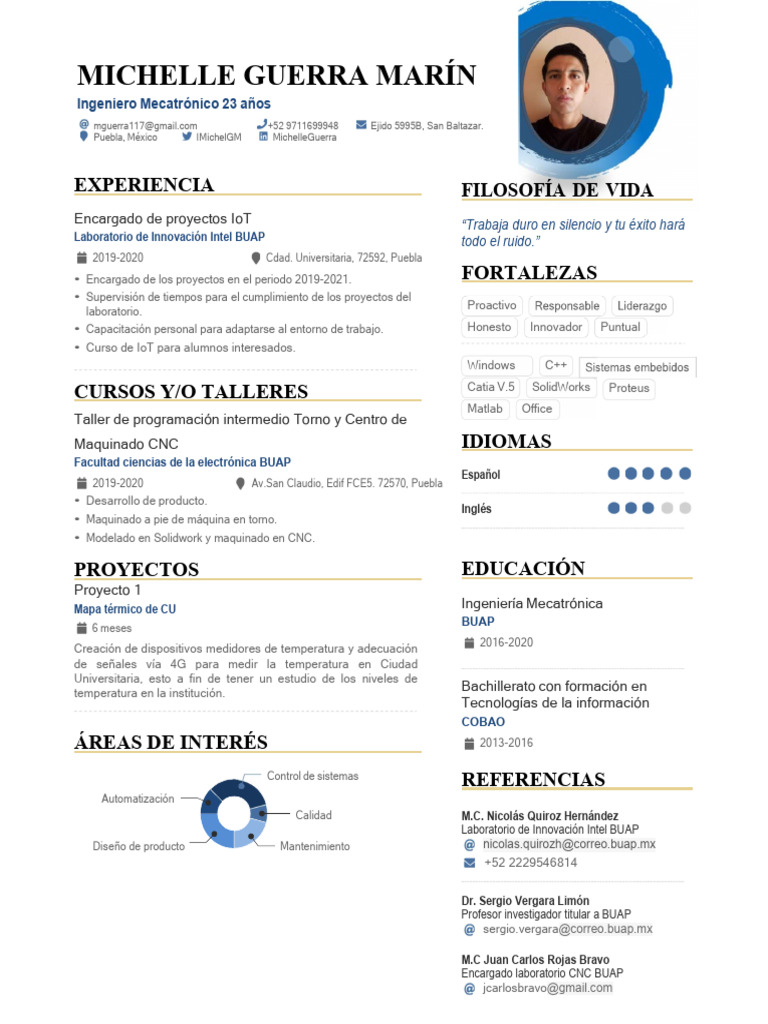 Perfil Profesional de Michelle Guerra Marín | PDF | Mecatrónica ...