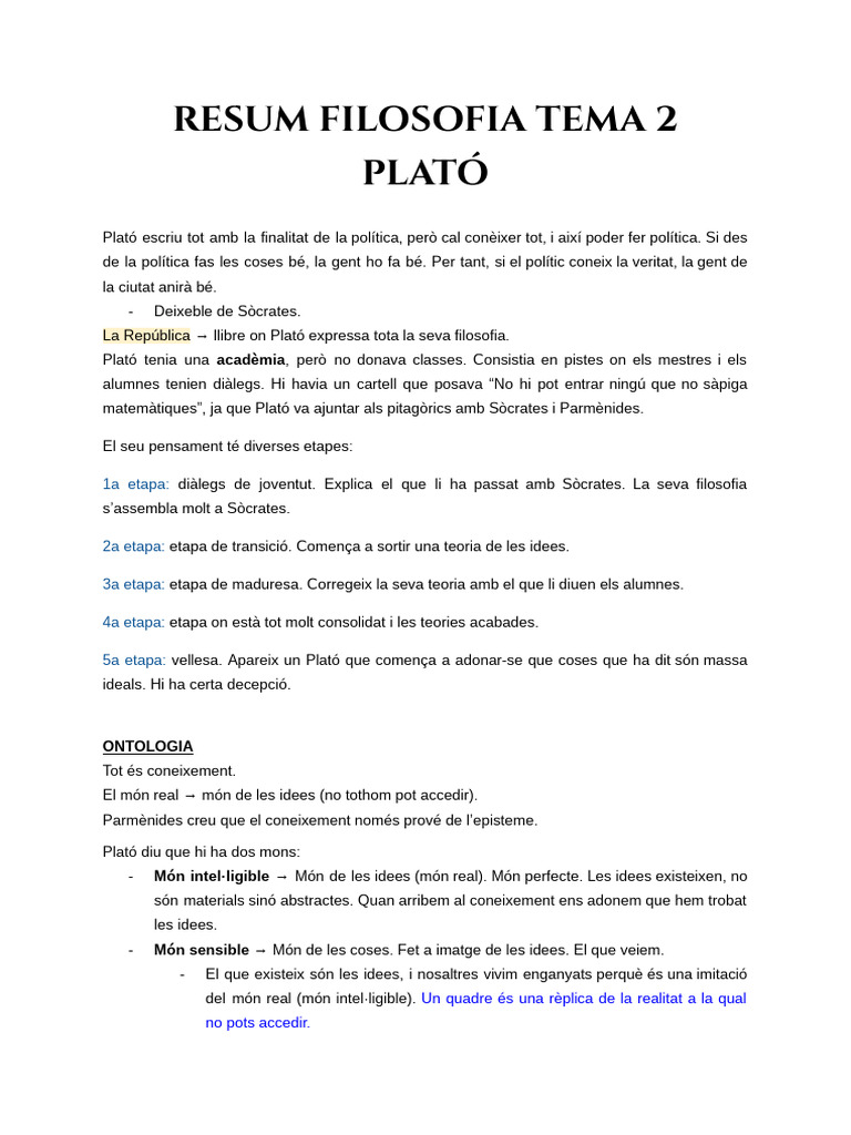 Resum Filosofia Tema 2 - Documents de Google | PDF