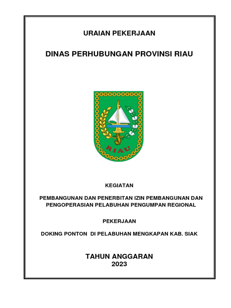 Uraian Pekerjaan Docking Ponton Pelabuhan Mengkapan Fix Pdf