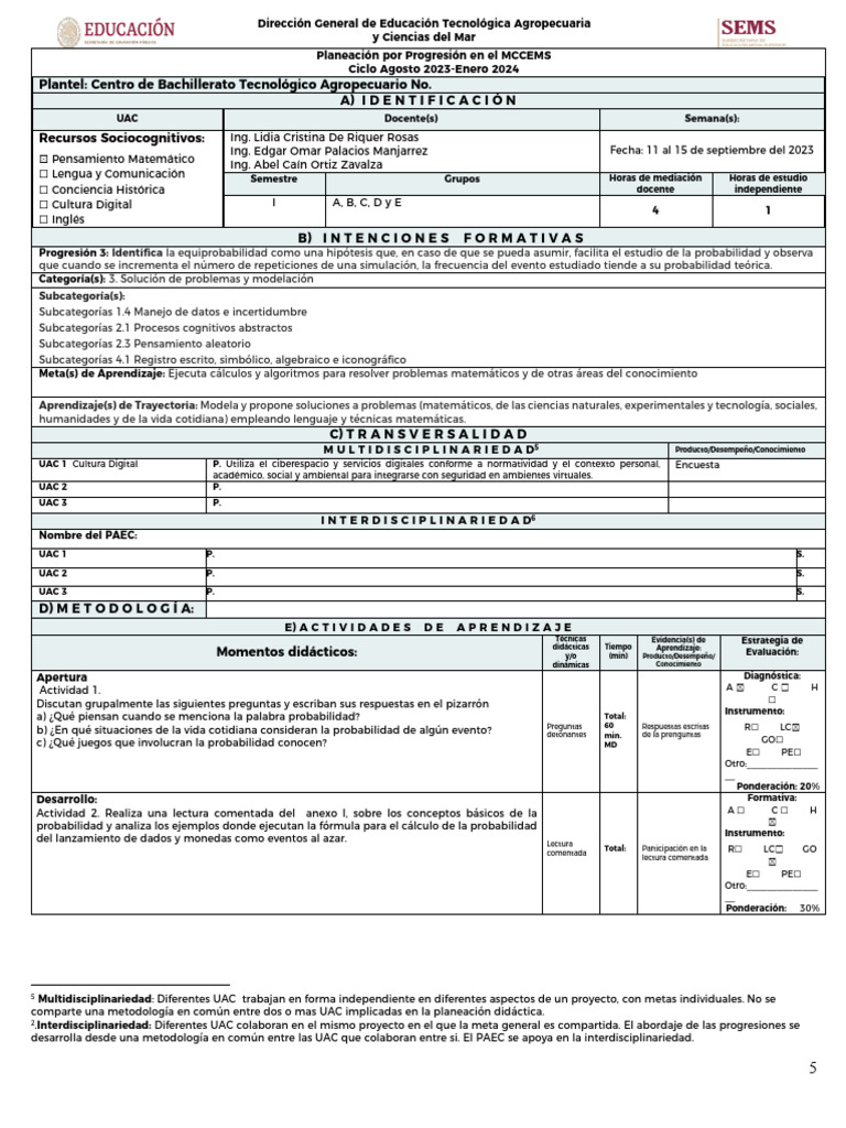 Progresion 3 | PDF | Matemáticas | Probabilidad