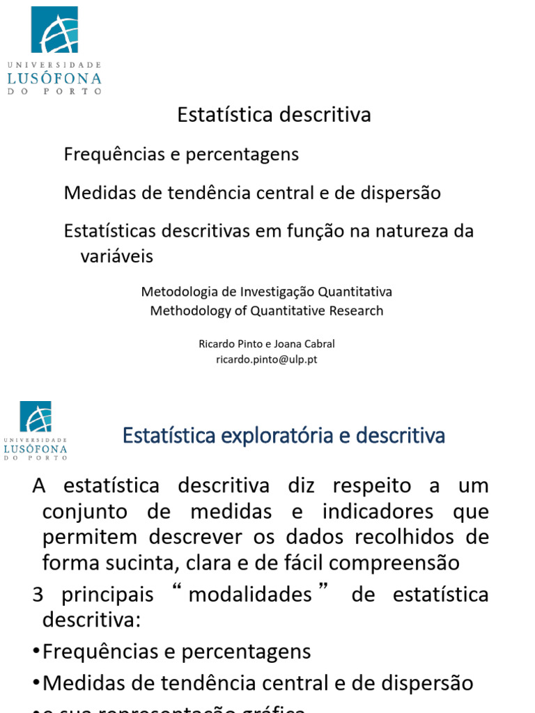 Aula - EstatísticaDescritiva | PDF | Mediana (Estatística ...