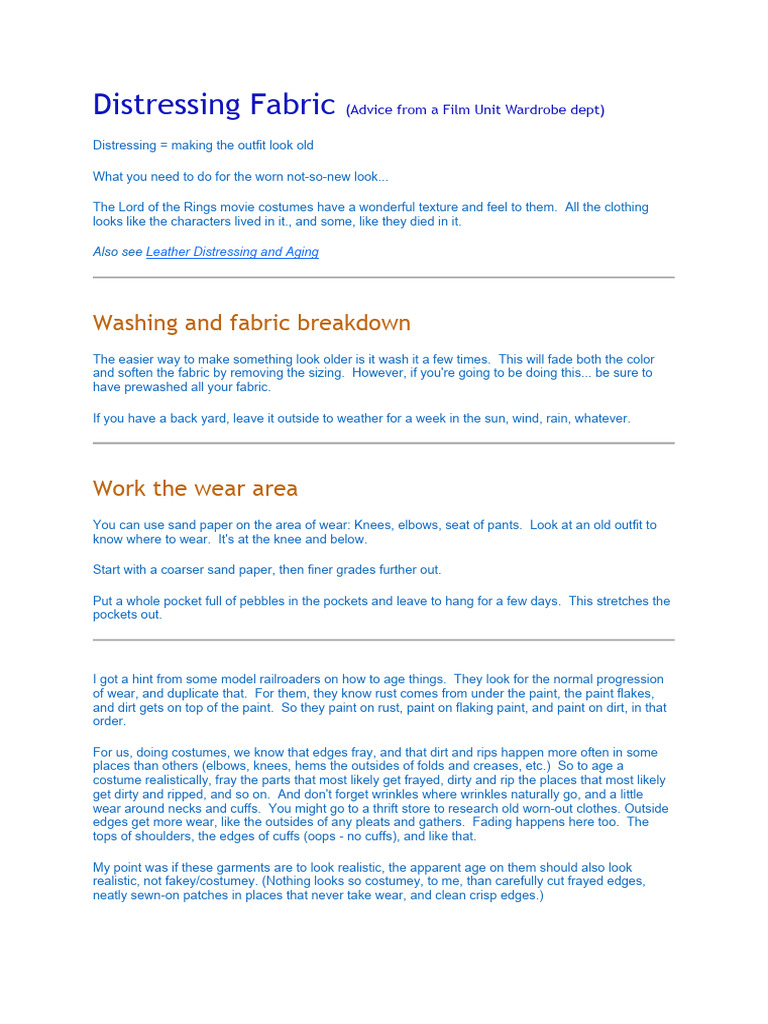Distressing Fabric | Download Free PDF | Clothing | Textiles