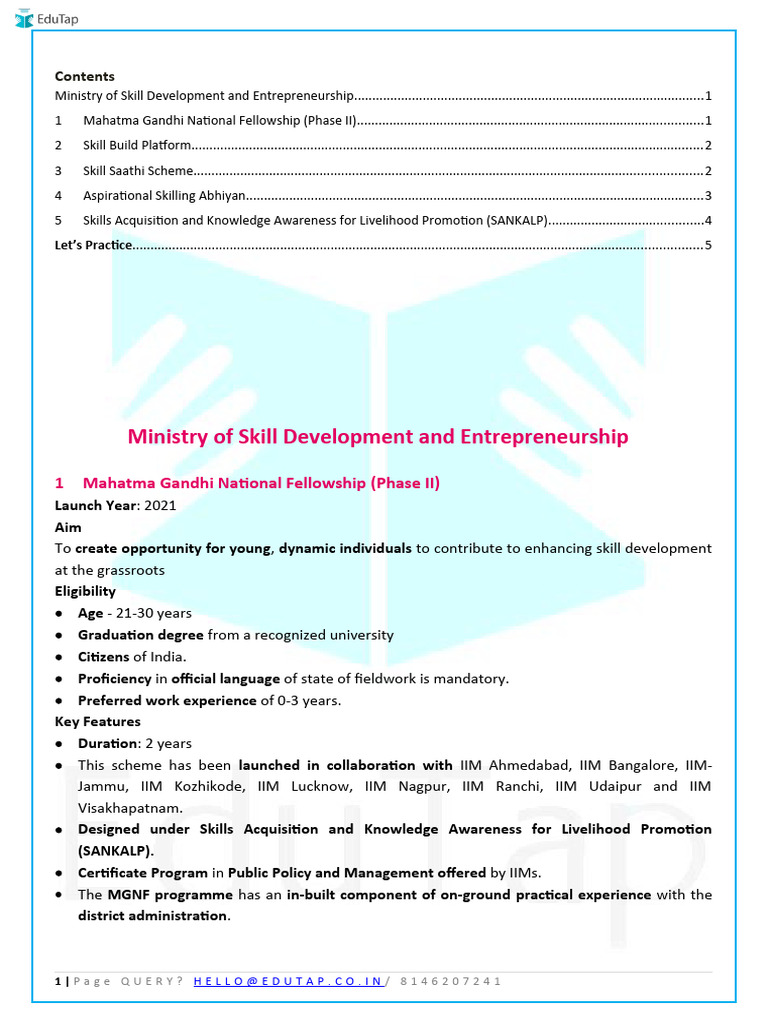 Ebook Schemes Ministry of Skill Development and Entrepreneurship ...