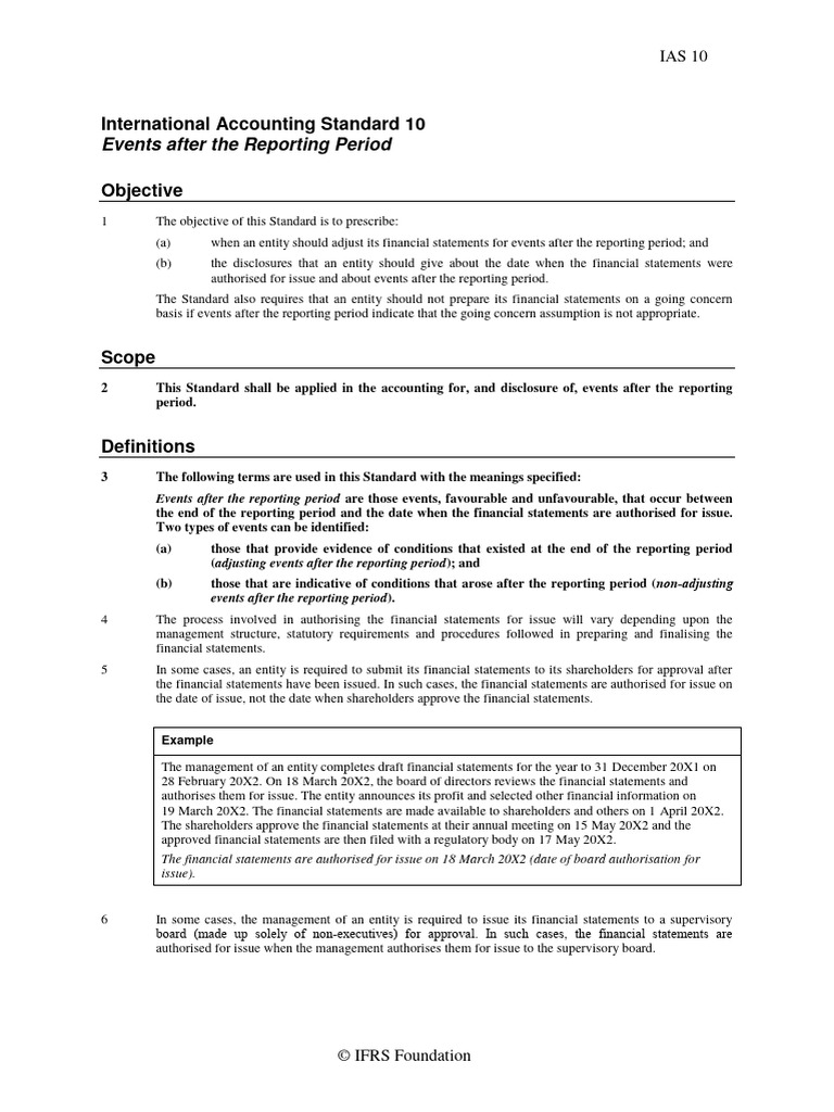 2022 Ias 10 | PDF | Going Concern | International Financial Reporting Standards