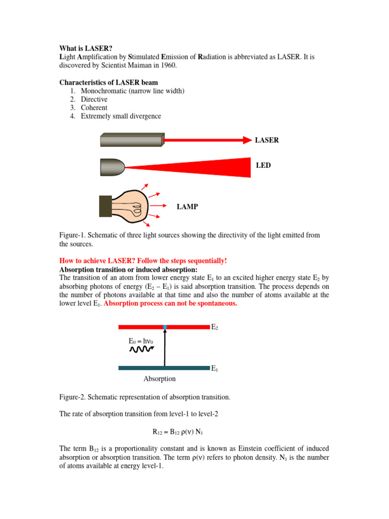LASER | PDF | Laser | Emission Spectrum