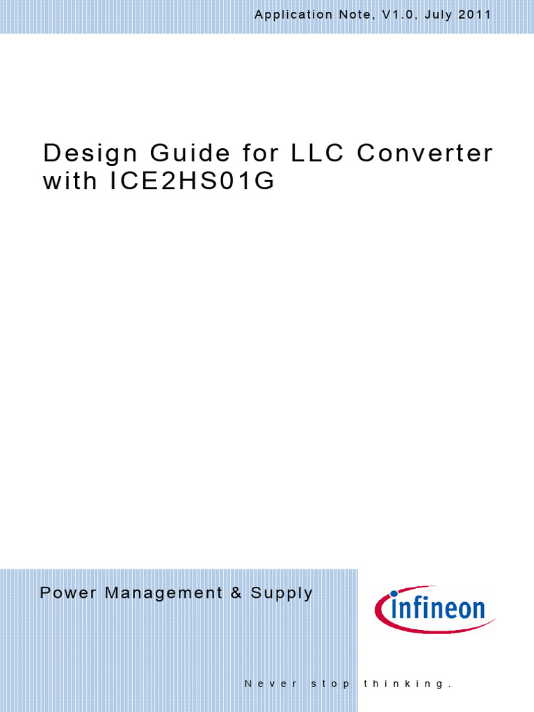 Infineon-Design Guide LLC Converter ICE2HS01G-An-V01 00-En | PDF | Transformer | Inductance