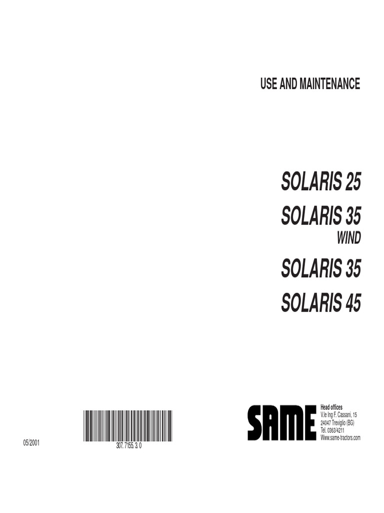 SAM-GB-GL-1997-3 - 307.7155.3.0 Libretto Solaris Ing | PDF | Tractor ...