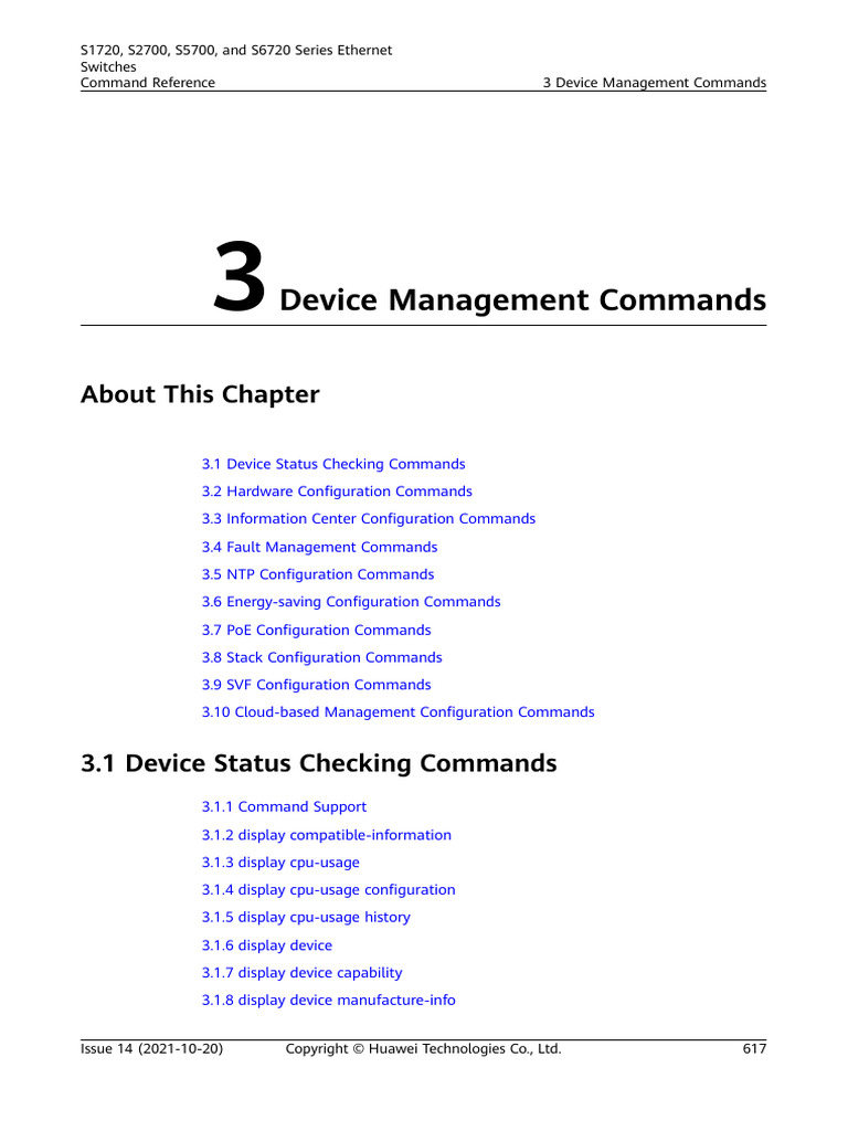 01-03 Device Management Commands | PDF | Network Switch | Central Processing Unit