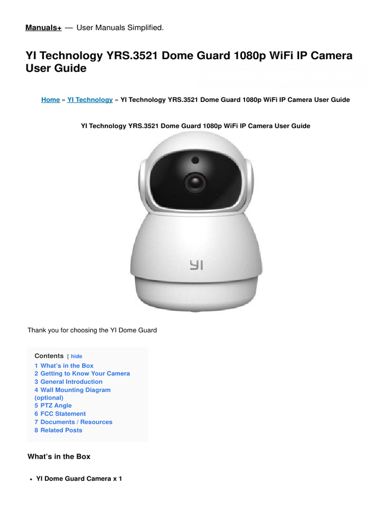 Yrs 3521 Dome Guard 1080p Wifi Ip Camera Manual | PDF | Electromagnetic ...