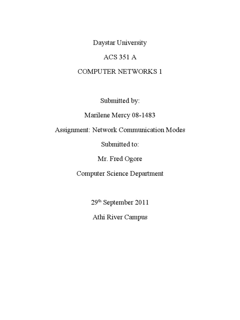 Daystar University ACS 351 A Computer Networks 1 | PDF | Duplex ...