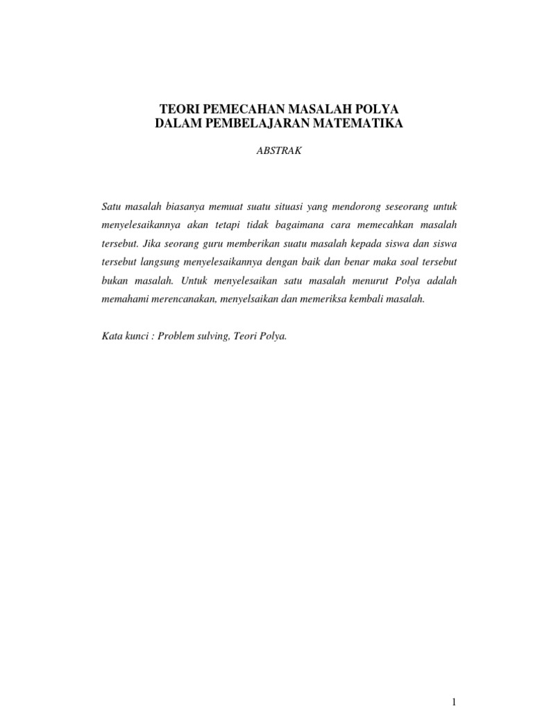 Modul Matematika Teori Belajar Polya | PDF