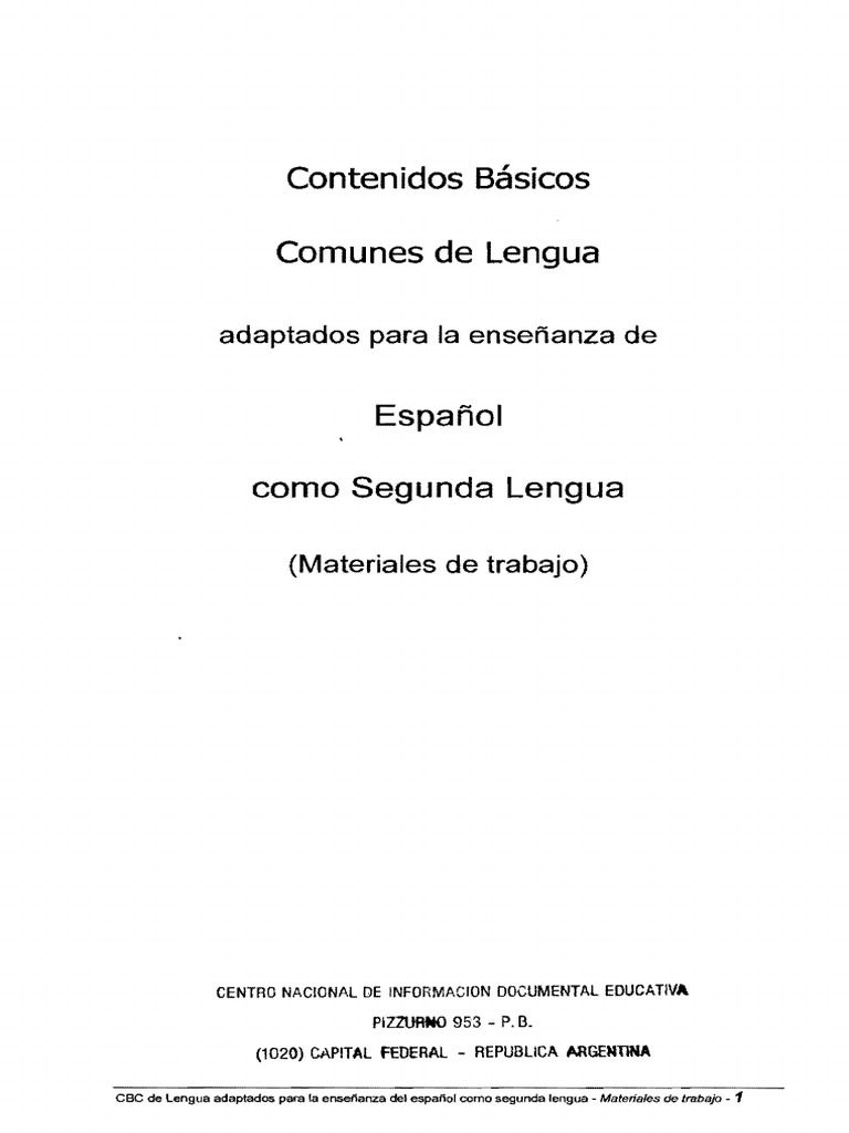 Contenidos para La Enseñanza Del Español Como Segunda Lengua | PDF | Segundo lenguaje | Aprendizaje