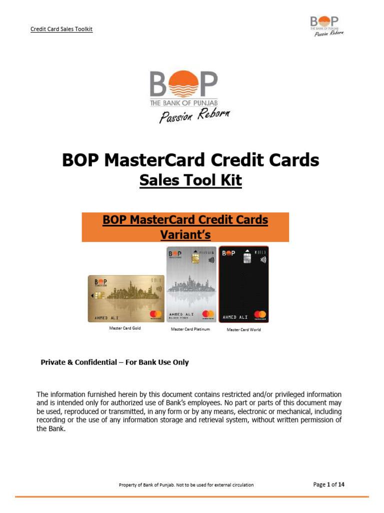 BOP Credit Card Sales Training Tool Kit | PDF | Credit Card | Master Card