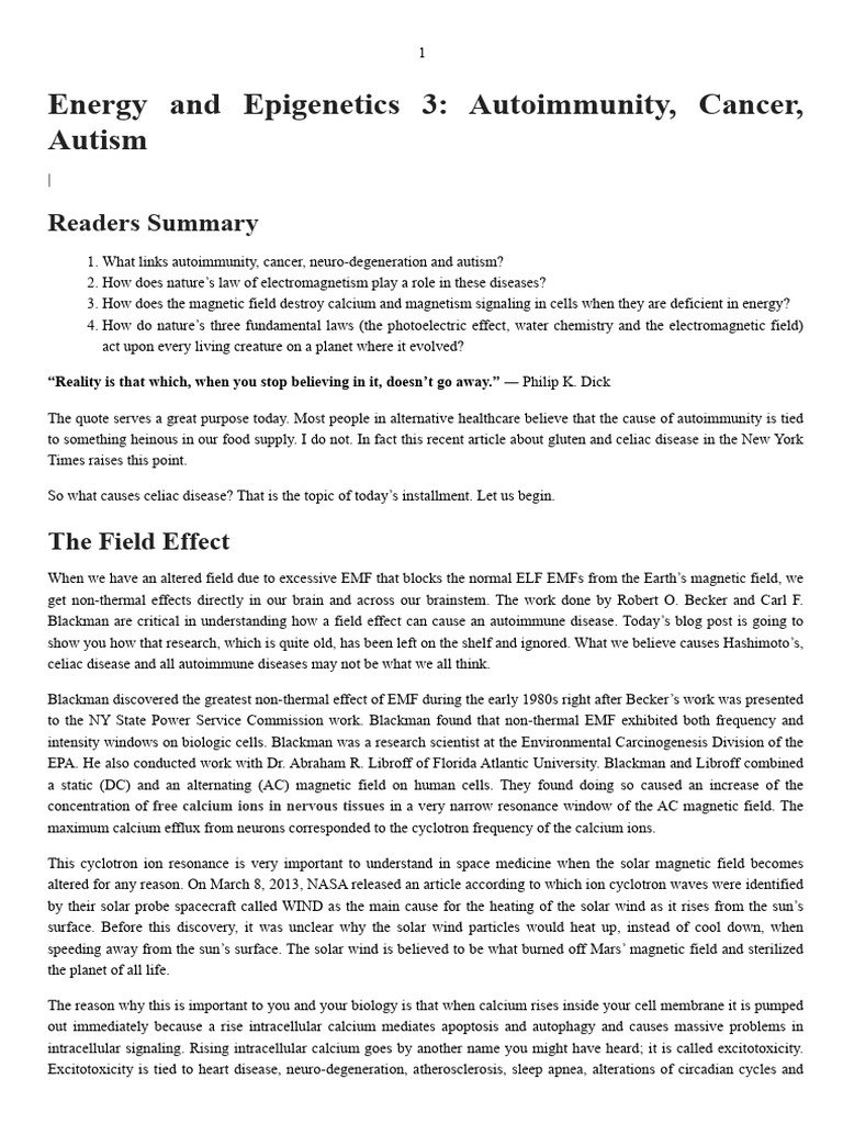 Energy and Epigenetics 3 - Autoimmunity, Cancer, Autism - Dr. Jack ...