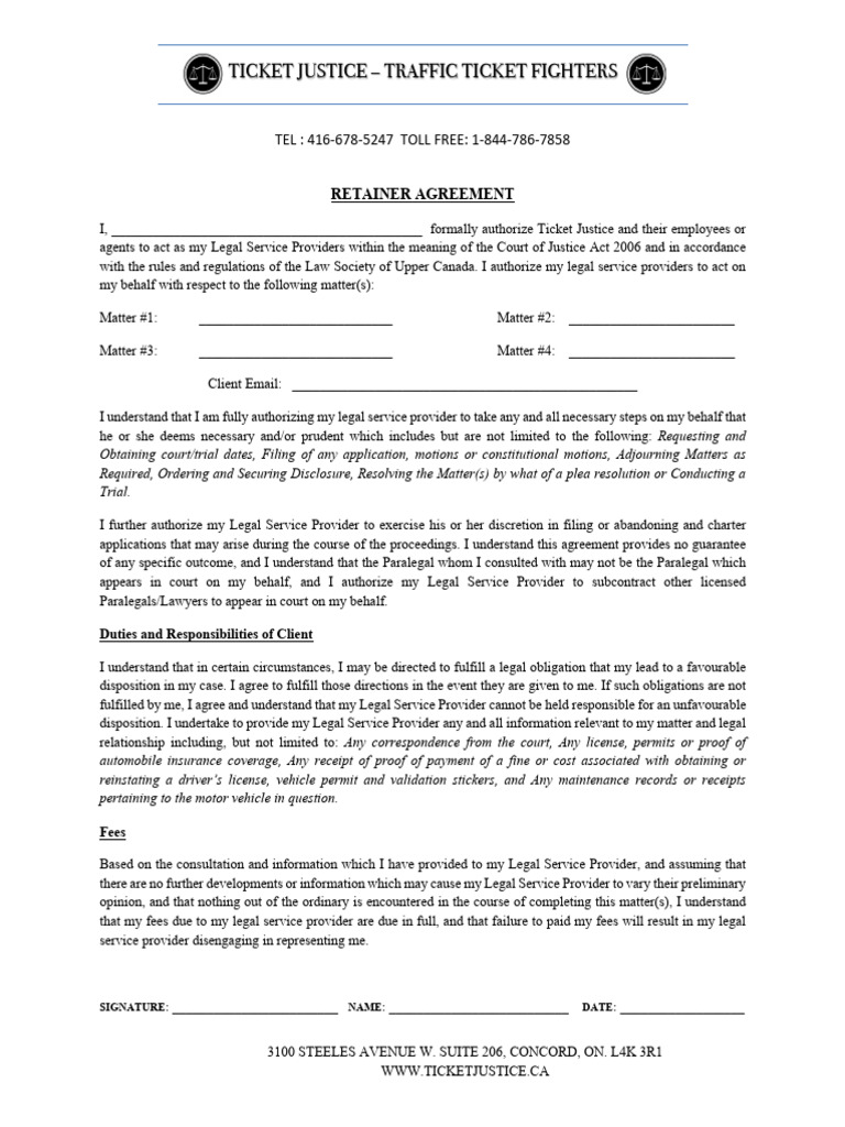 Retainer Agreement 2 | PDF | Paralegal | Justice