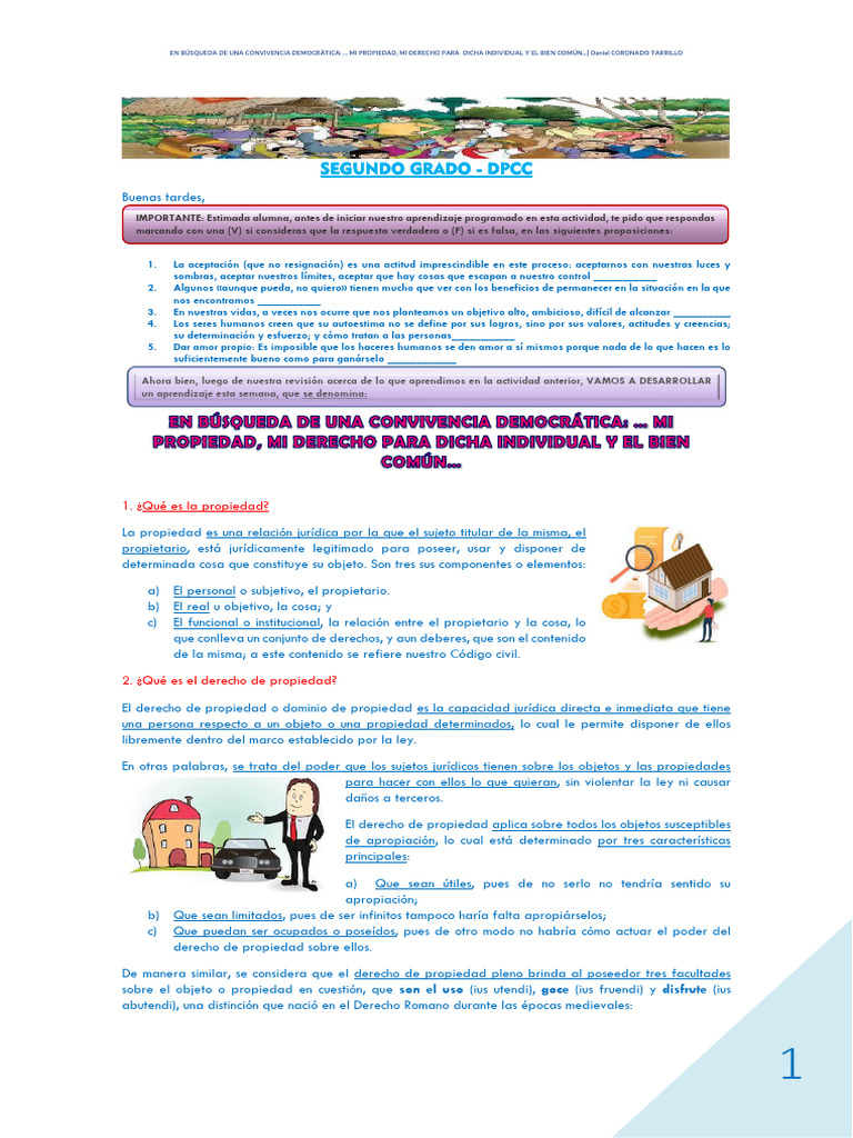 Aprendizaje de DPCC - 2° Grado | PDF | Propiedad | Bien común