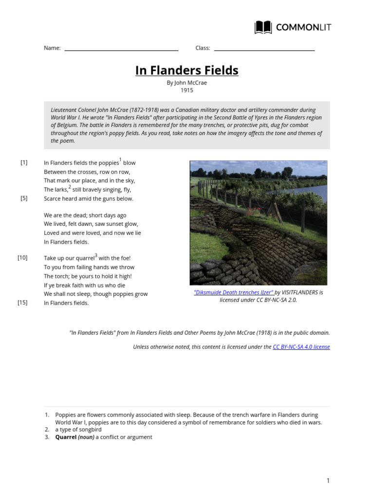 In Flanders Fields-Teacher-12 | PDF | Conflicts | Military