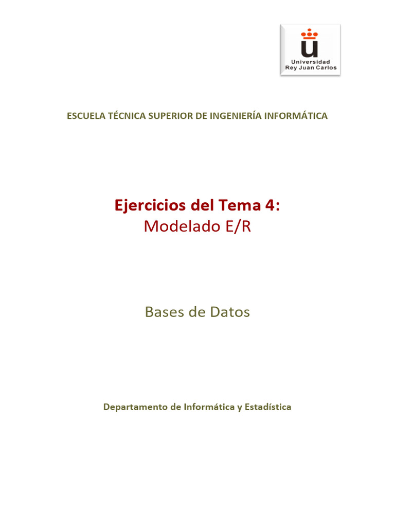Ejercicios Tema 4 Modelo ER | PDF | Bases de datos | Business