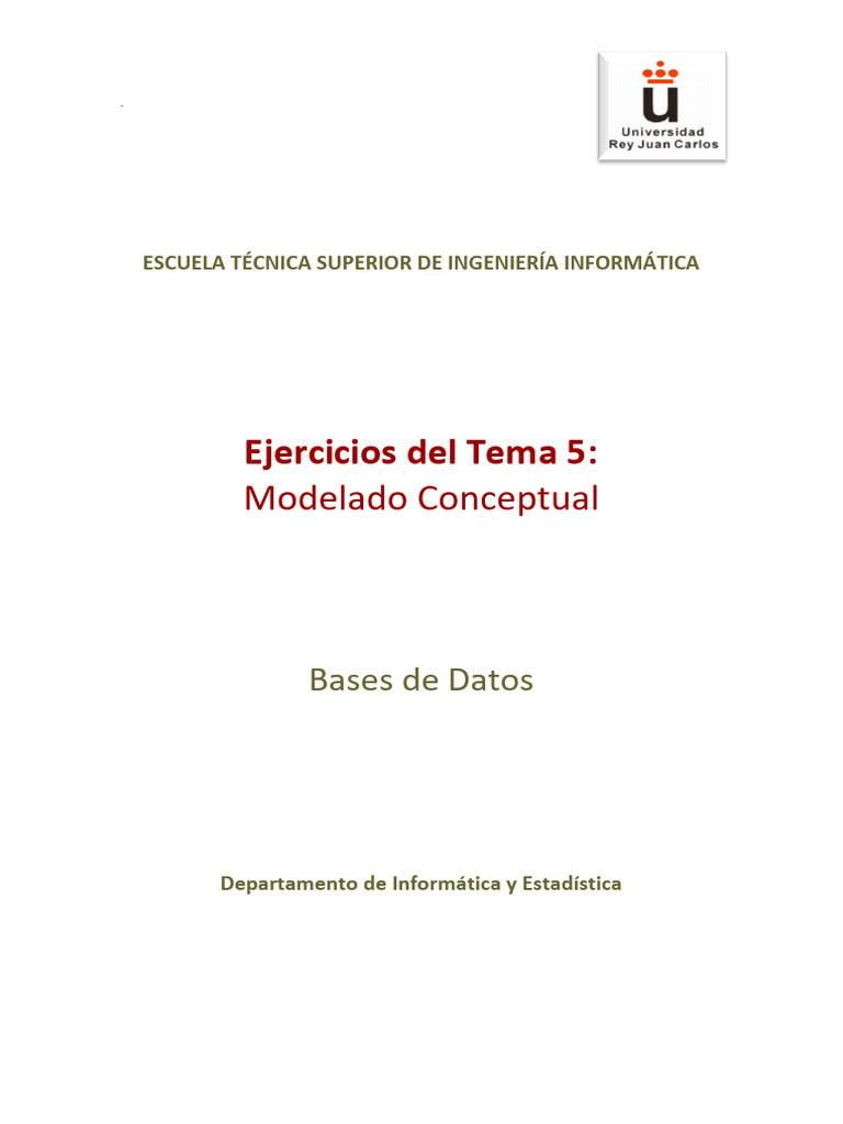 Ejercicios Tema 5 Modelado Conceptual | Descargar gratis PDF | Bases de datos