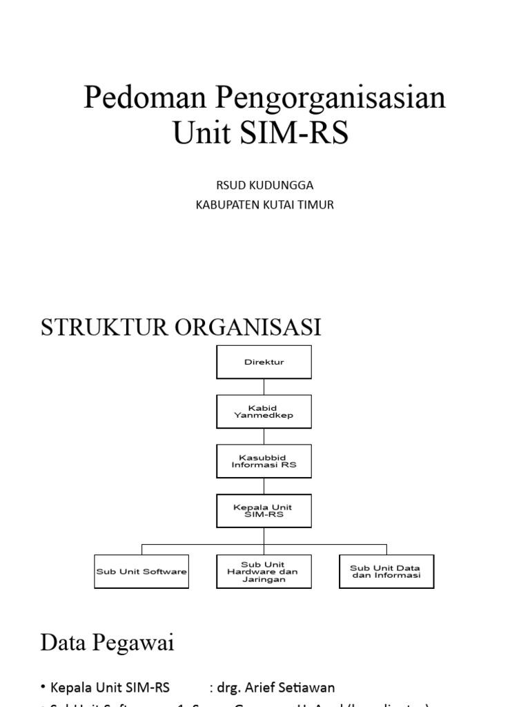 Struktur Organisasi SIM-RS Kudungga | PDF