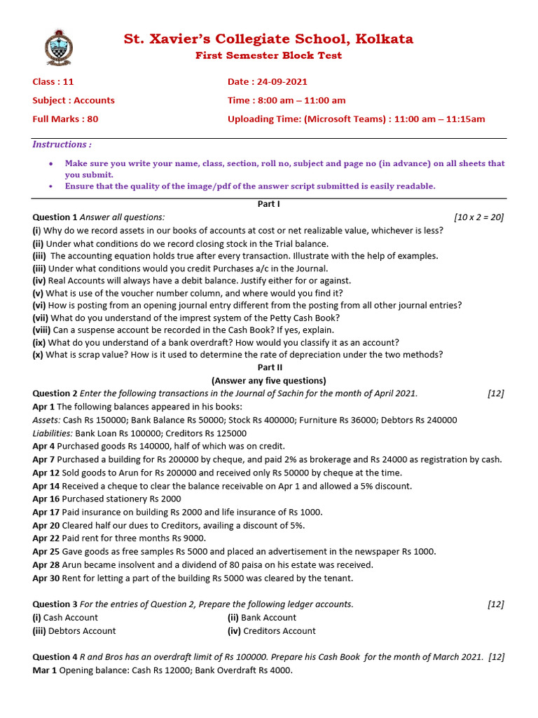Class 11 Accounts | PDF | Debits And Credits | Banks