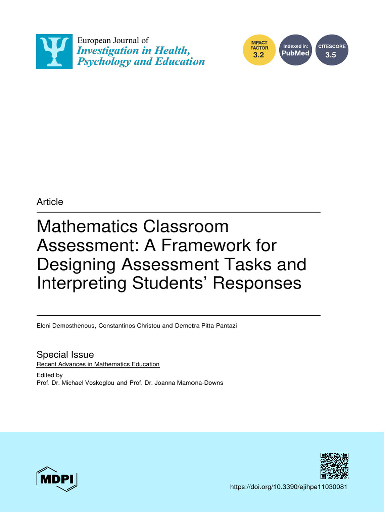 Artikel 5 - Mathematics Classroom Assessment A Framework For Designing ...