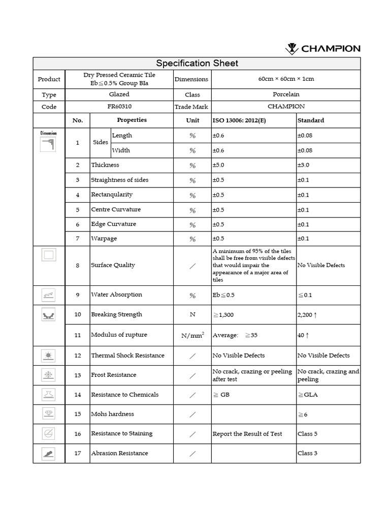 Ocean Ceramics Tile Specifications PDF | PDF | Secondary Sector Of The ...