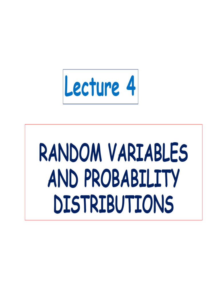 Class 4 SP | PDF | Random Variable | Probability Distribution