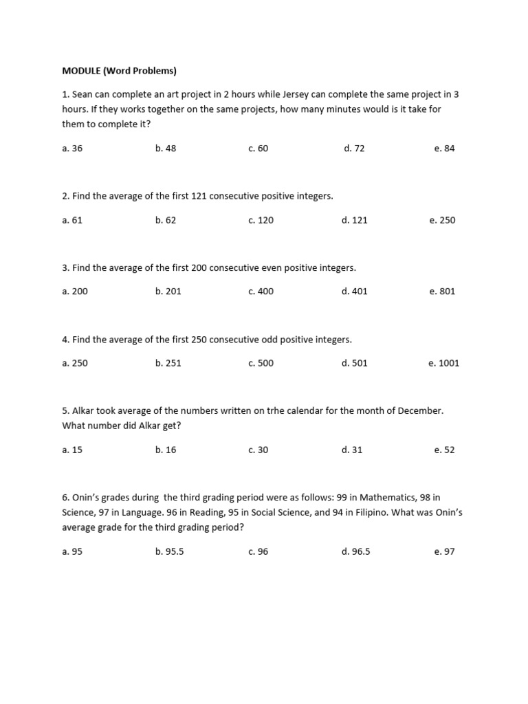 WORD PROBLEMS Module | Download Free PDF | Interest | Speed
