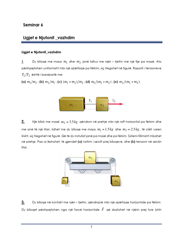 Seminar 06 Fizike 1 Formulime | PDF