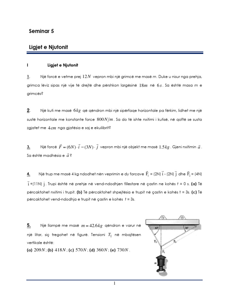 Seminar 05 Fizike 1 Formulime | PDF