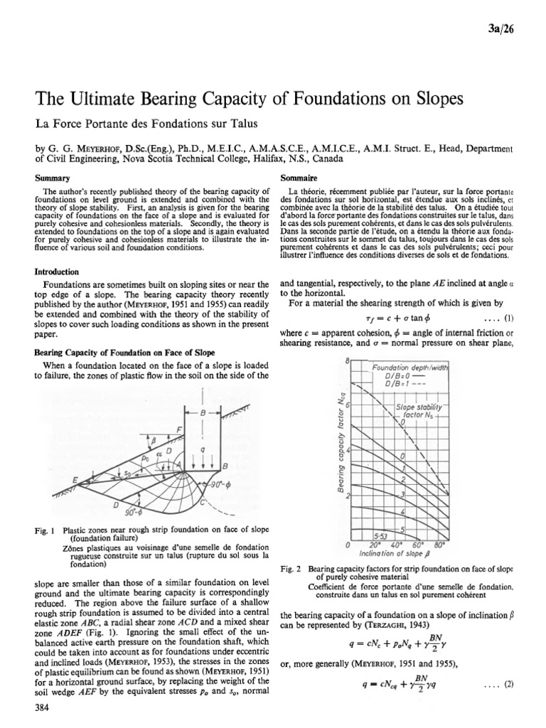 The Ultimate Bearing Capacity of Foundation On Slopes | PDF | Civil Engineering | Solid Mechanics