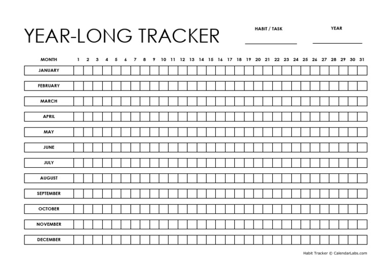 Printable Year Long Habit Tracker | PDF