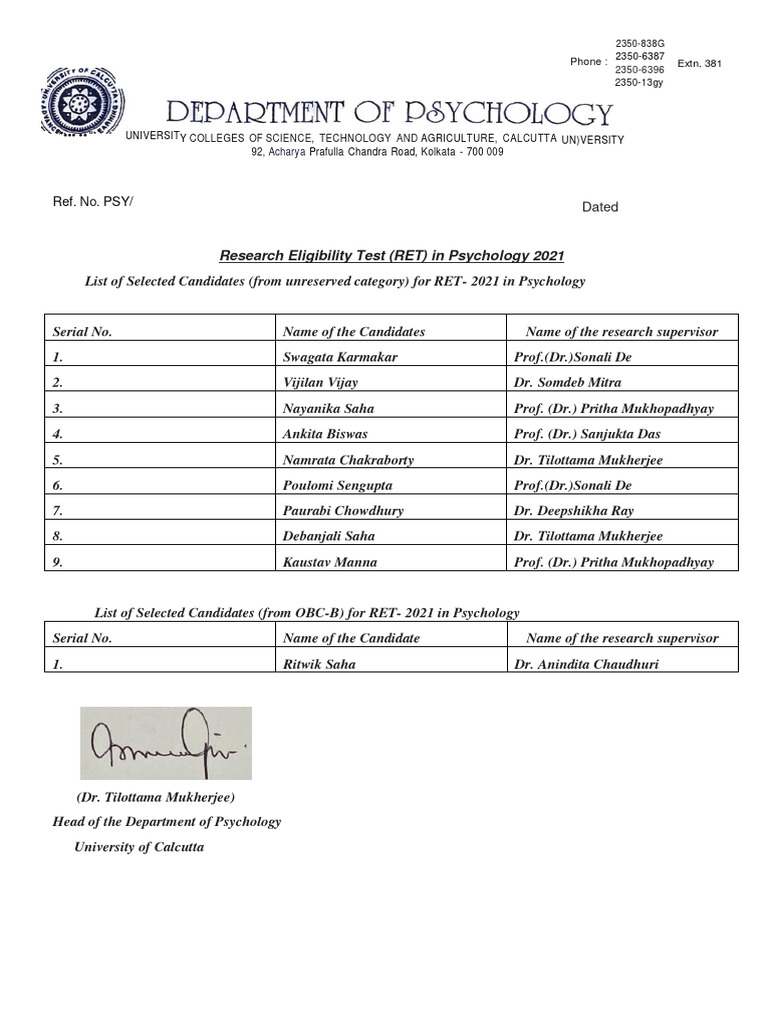 Ret Result Psychology 26-2-21 | PDF