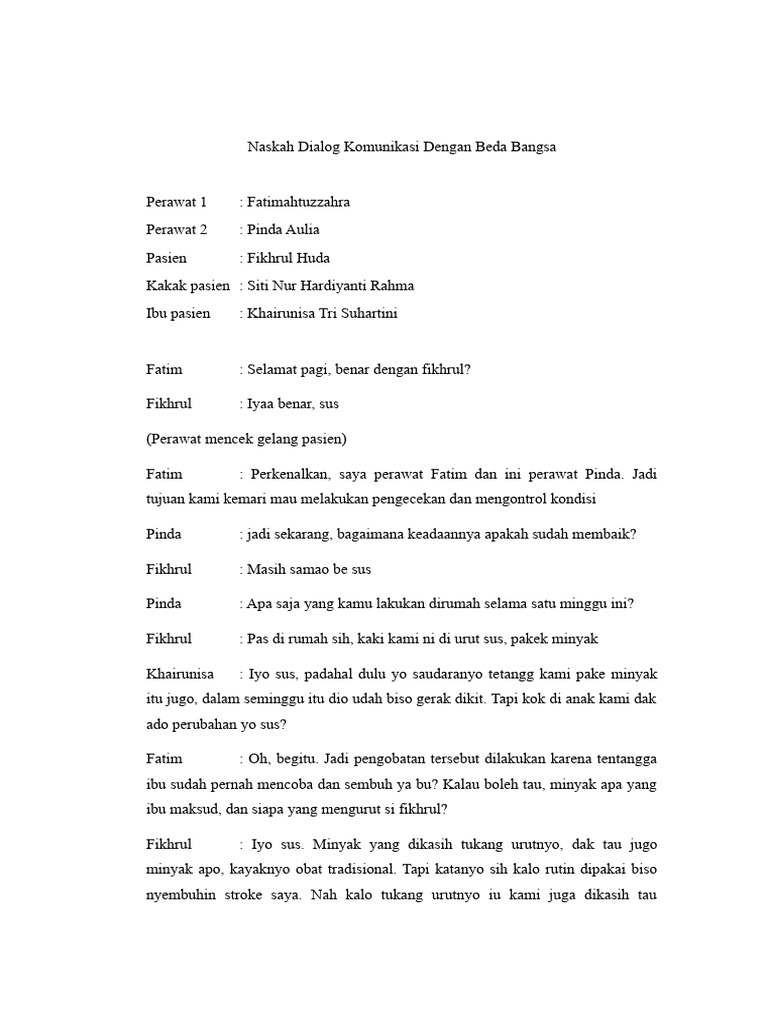 Naskah Dialog Komunikasi Dengan Beda Bangsa | PDF