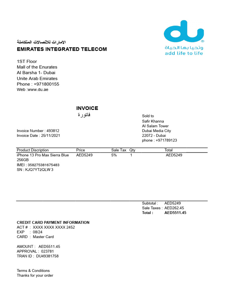 UAE Invoice PDF | PDF | Mobile Computers | Apple Inc. Software