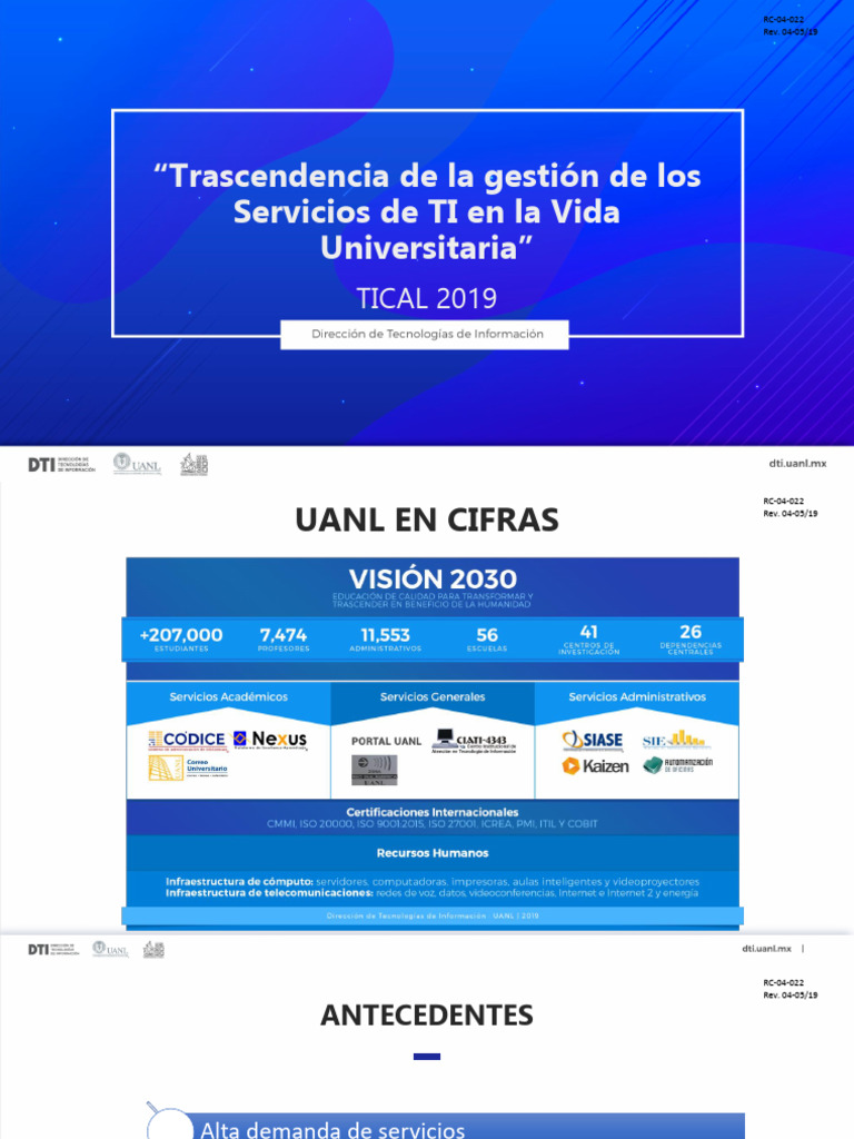 Trascendencia de La Gestin de Los Servicios de Ti en La Vida Universitaria | PDF | Itil ...
