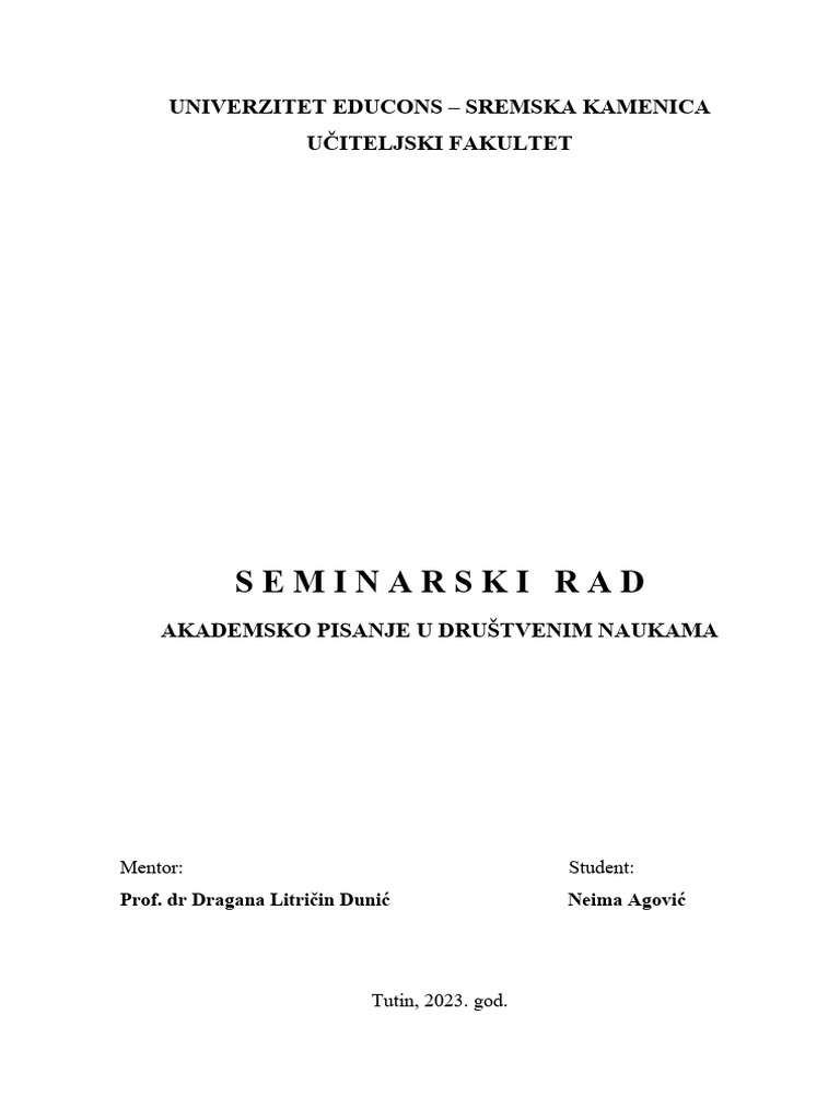 Neima Agović - Akademsko Pisanje | PDF