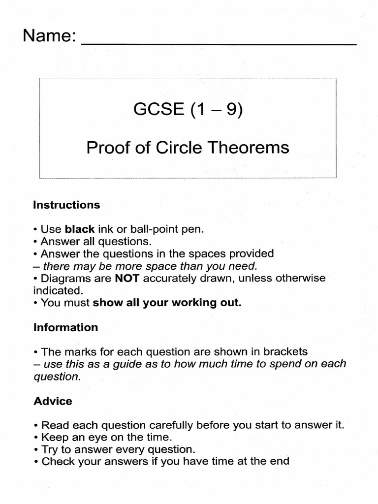 9 Proof of Circle Theoremsans | PDF