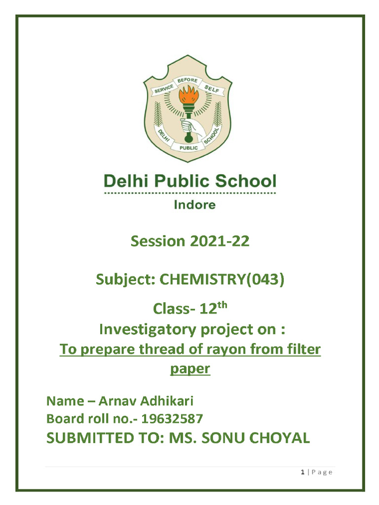 Chemistry Project For Class 12 Term 2 | PDF