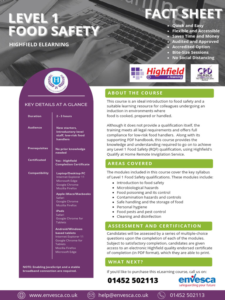 Highfield Level 1 Food Safety | PDF | Tablet Computer | Food Safety