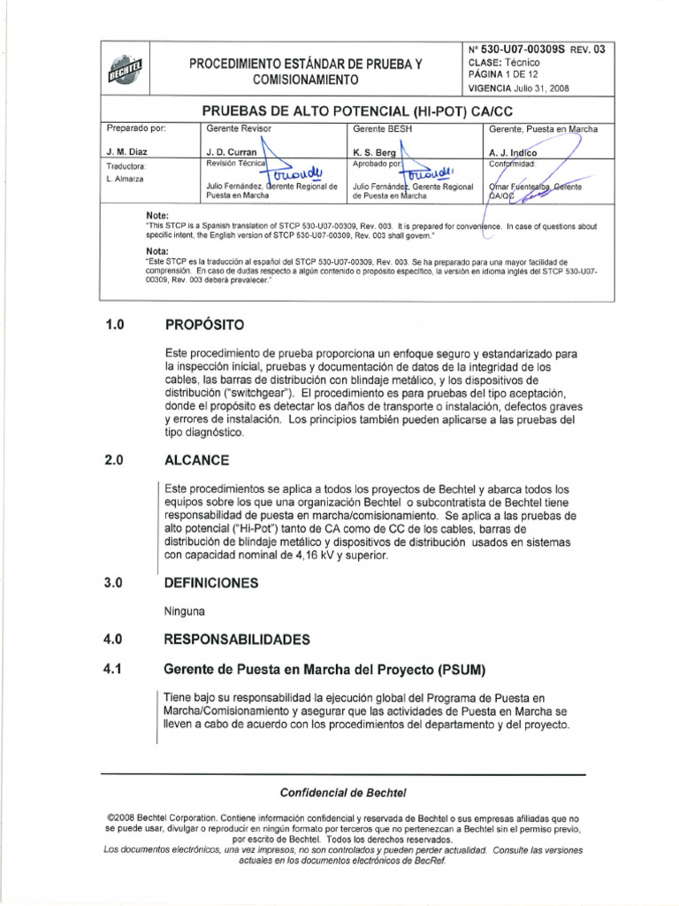 Procedimiento Hi-Pot | PDF