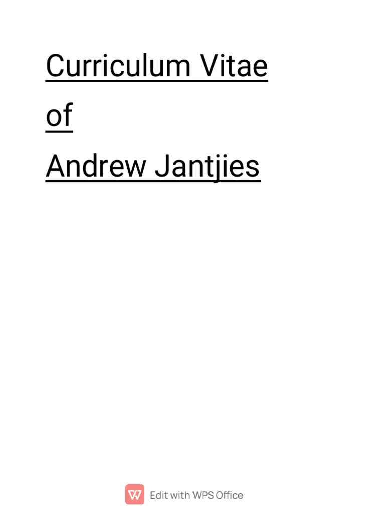CV of Andrew Jantjies | PDF