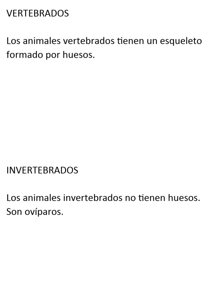 Animales Vertebrados, Invertebrados | PDF