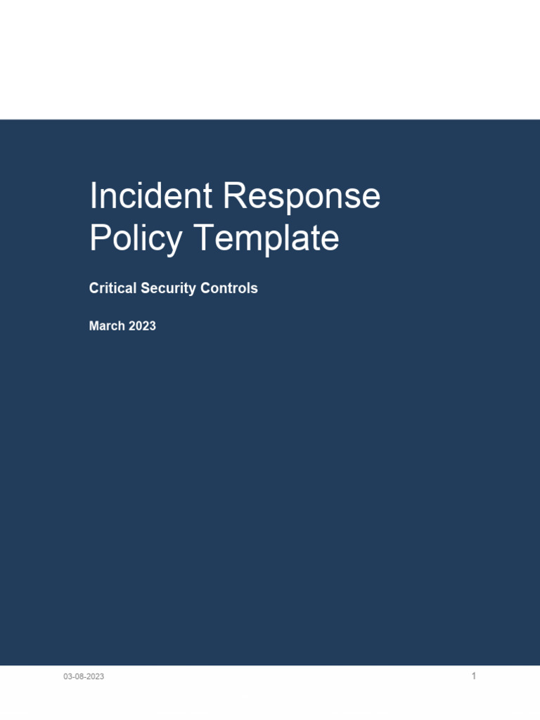 Incident Response Management Policy Template For CIS Control 17 | PDF ...