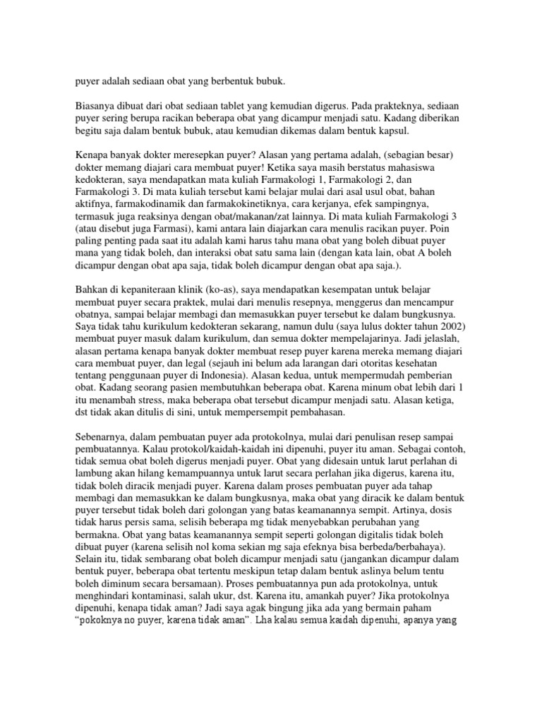 Puyer Adalah Sediaan Obat Yang Berbentuk Bubuk | PDF