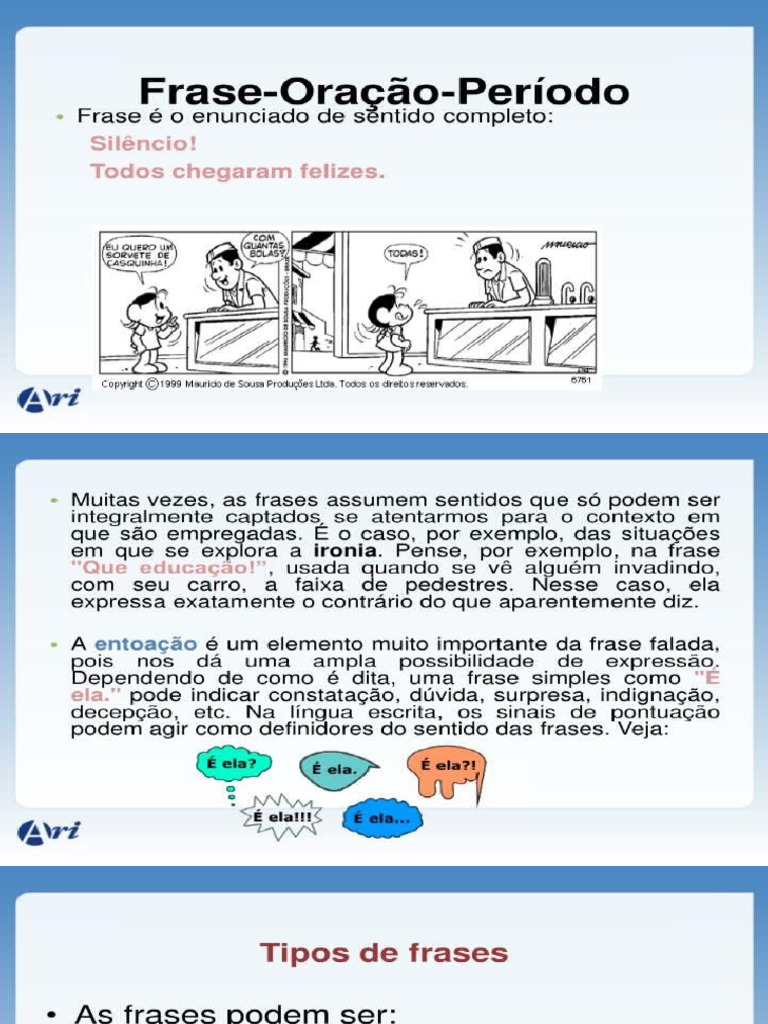 Frase Oração E Periodo Revisão Pdf