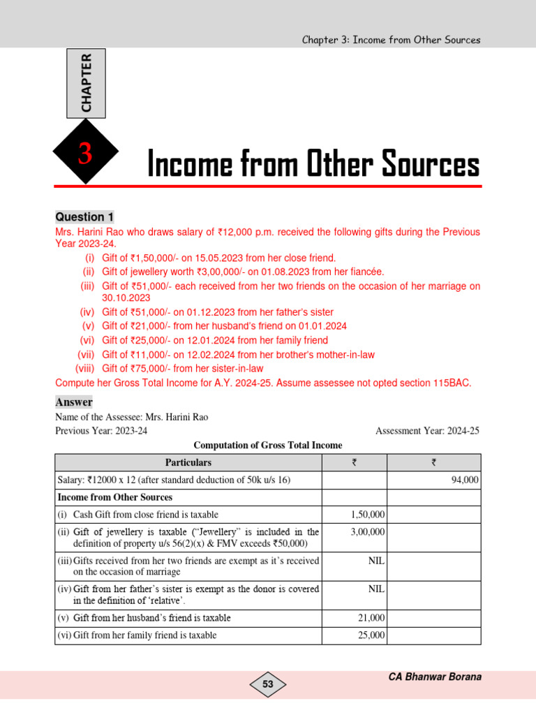 Income From Other Sources | PDF | Capital Gains Tax | Payments