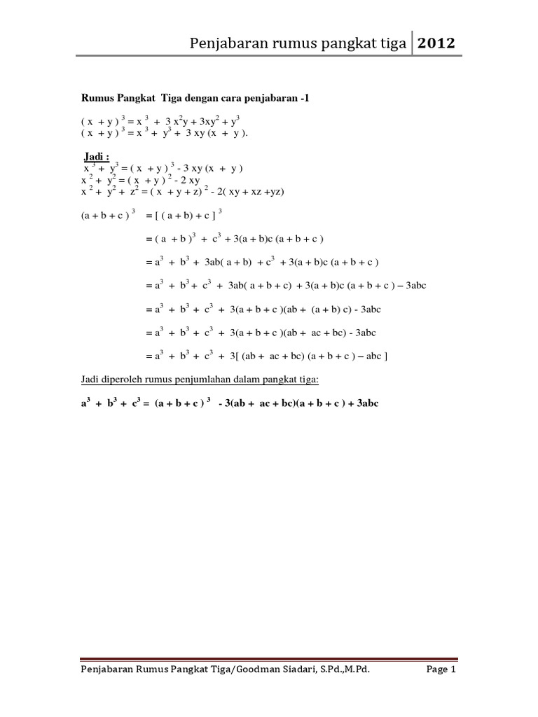Penjabaran Rumus Pangkat Tiga | PDF